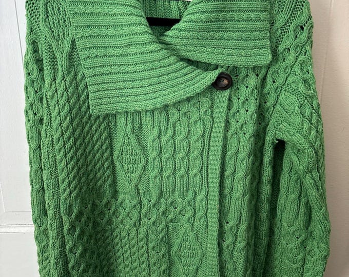 Vintage the Irish Store 100% Merino Wool Ireland Sweater Cardigan Cable ...