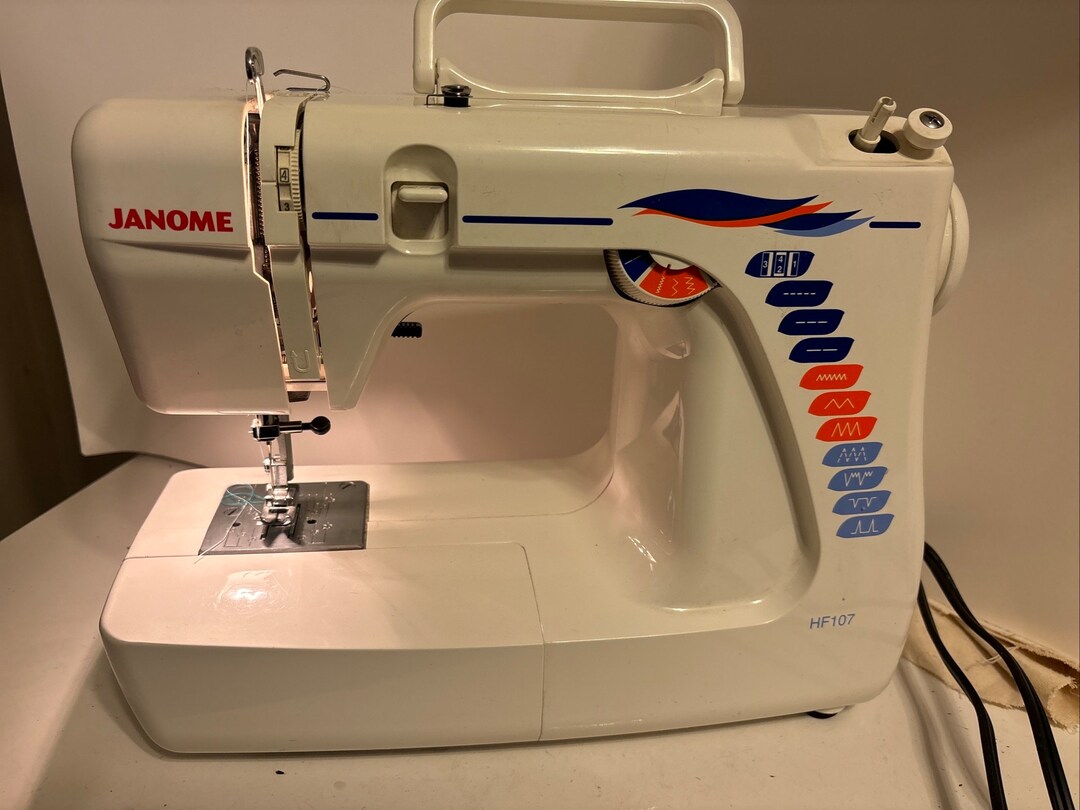 New Home Janome Compact Sewing Machine Model HF107 Working W/ Extras ...