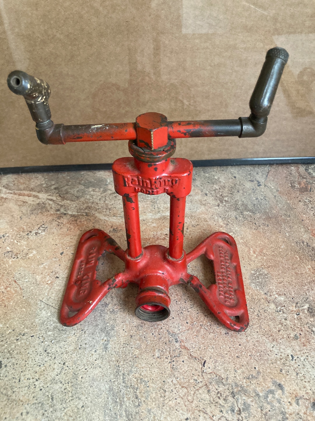 Rain King Vintage Antique Sprinkler Cast Iron , Red, Works Great 1930 ...