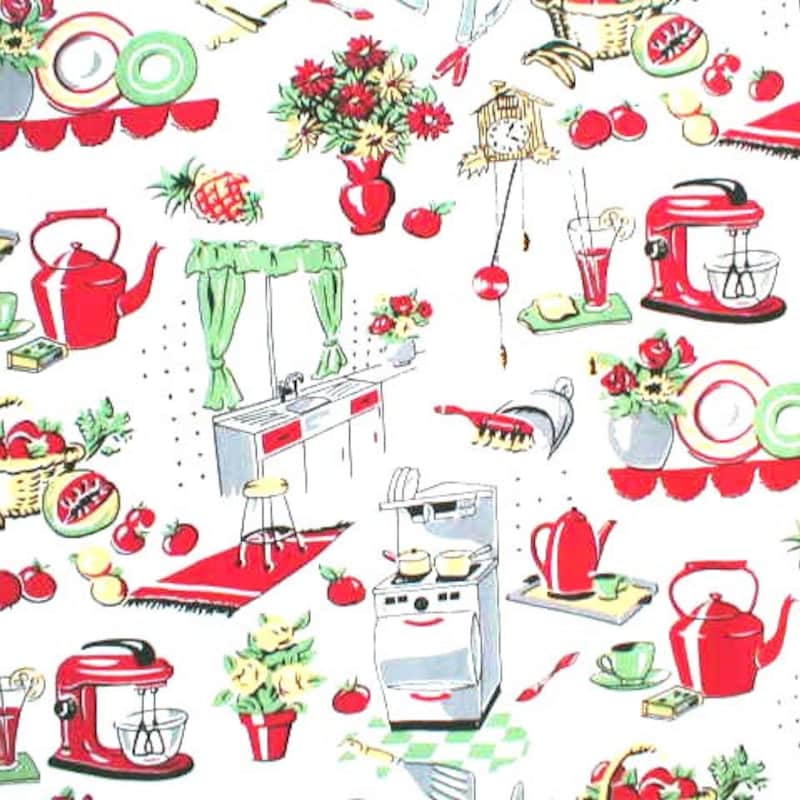 Retro Kitchen Fabric - Etsy