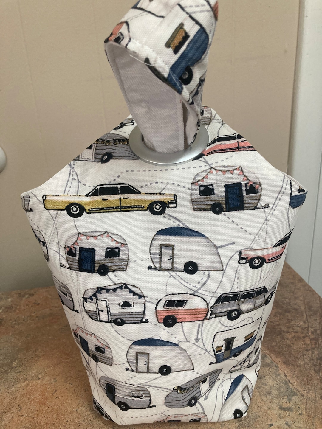 Bindle Bag Project Bag Vintage Camper Theme on White Background ...