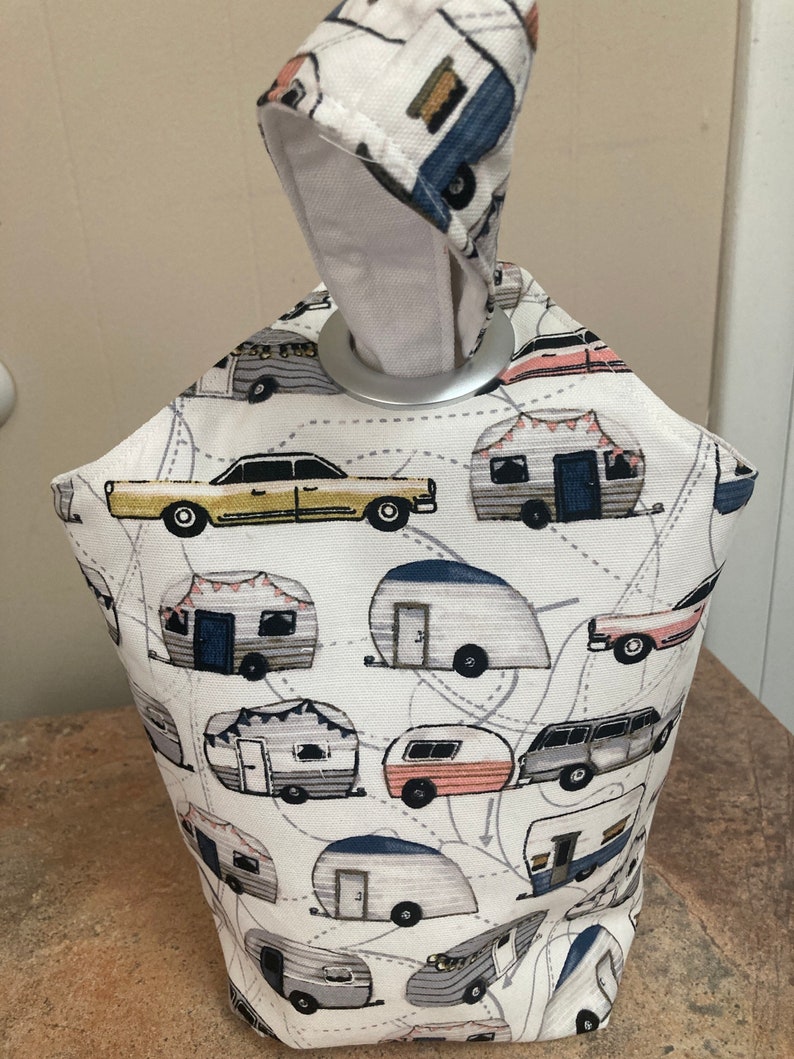 Bindle Bag Project Bag Vintage Camper Theme on White Background ...