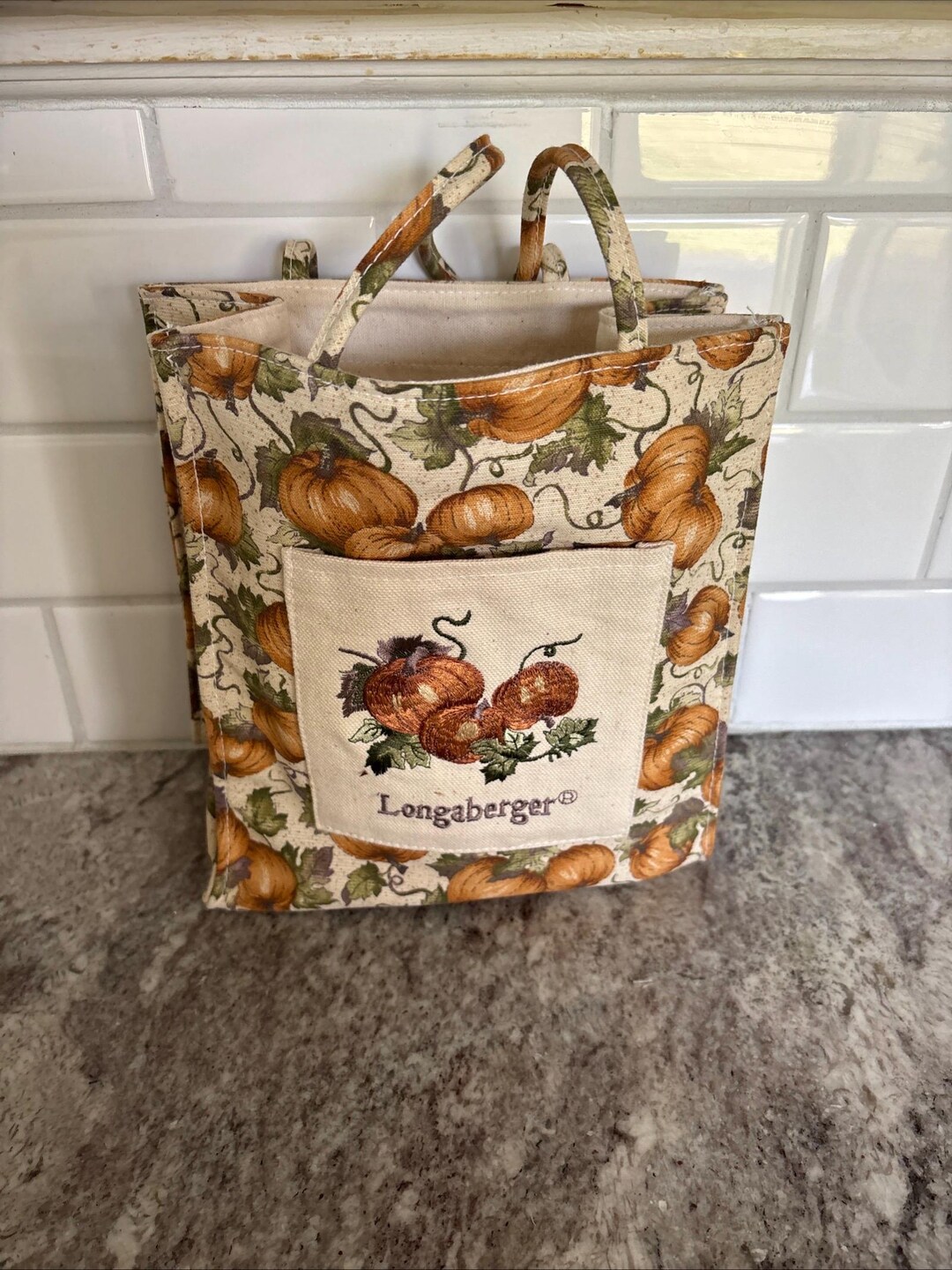 Longaberger, Embroidered Fall, Pumpkin Canvas, Tote Bag, Very Rare ...