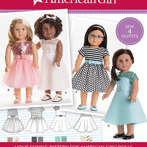 Simplicity Pattern 8039/S0172 AMERICAN GIRL Doll Sewing Patterns- 4 ...