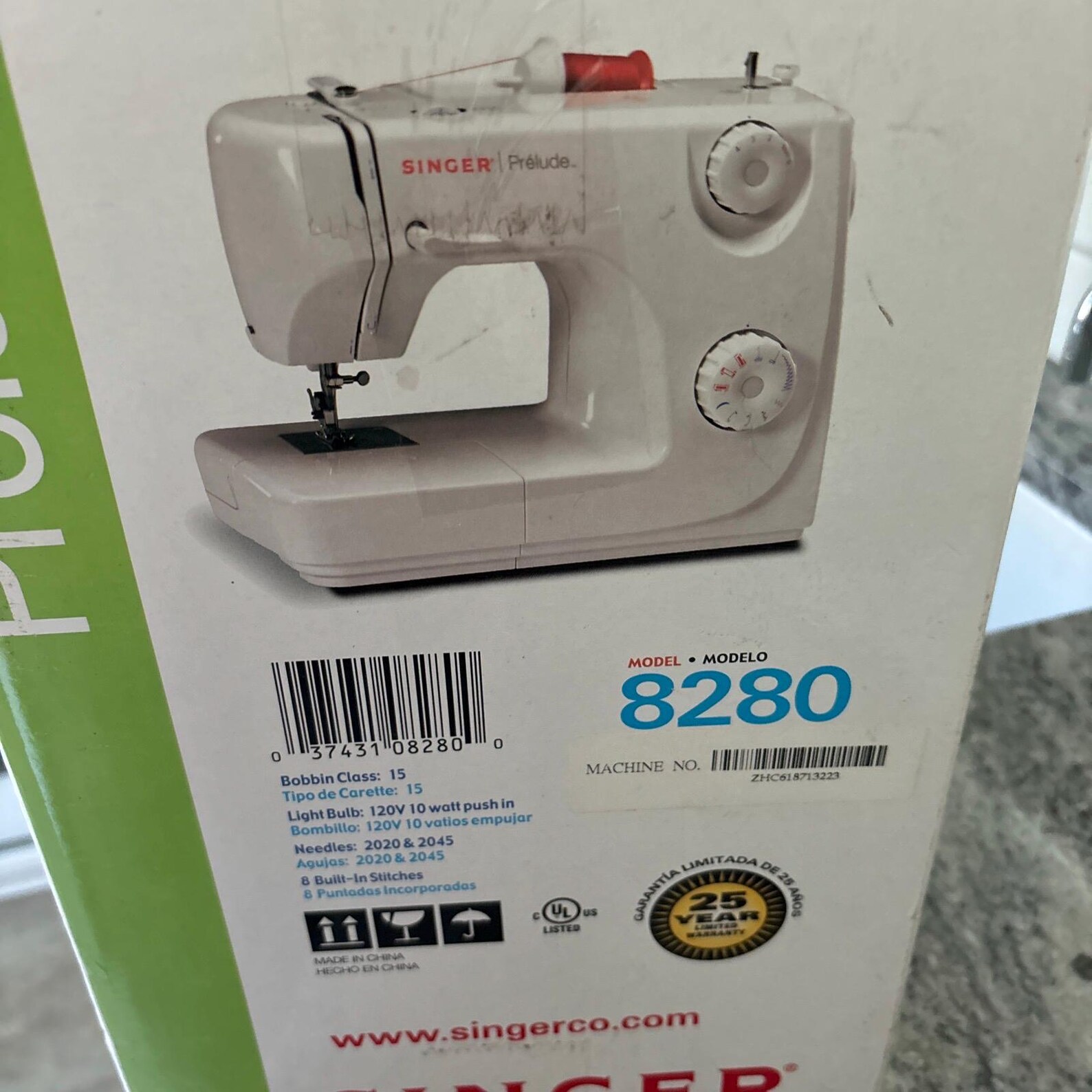 Singer Prelude Sewing Machine 8280 W/ Accessories, Cover, Manual, Pedal ...