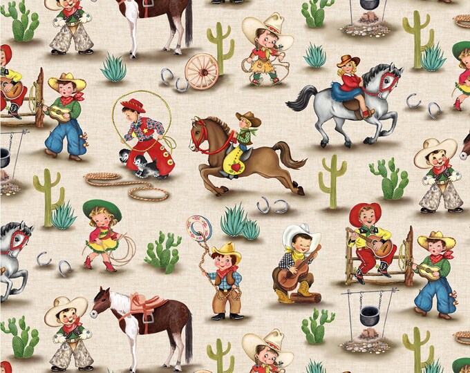 Buckaroos Cotton Fabric by Michael Miller Cowboys, Rope, Cowgirls ...
