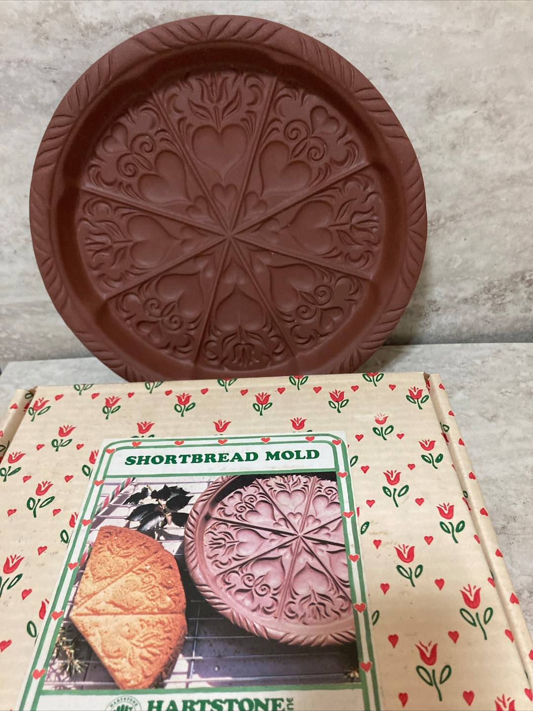 Vintage SHORTBREAD MOLD Hartstone Dutch Amish Hearts Tulip Pan Cookie ...