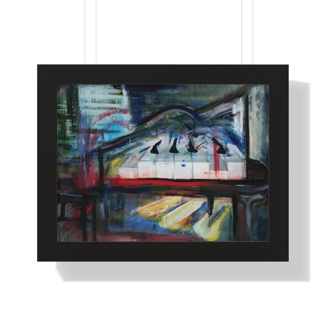Minimalist Piano Framed Poster: Elegant Semi-abstract Wall Art for ...