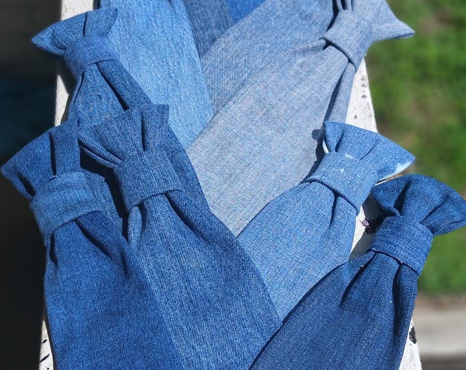 Junk Tie Denim Fabric Necklace, One of a Kind Denim Necklace, Denim ...