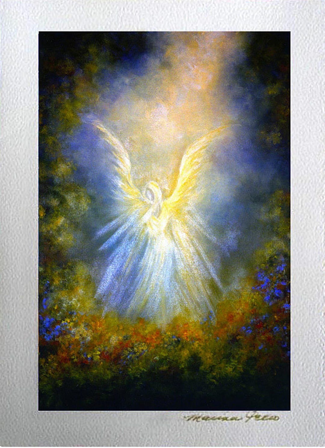 Guardian Angel Card, 5x7 Blank Greeting Card, Spiritual Art, Angel of ...