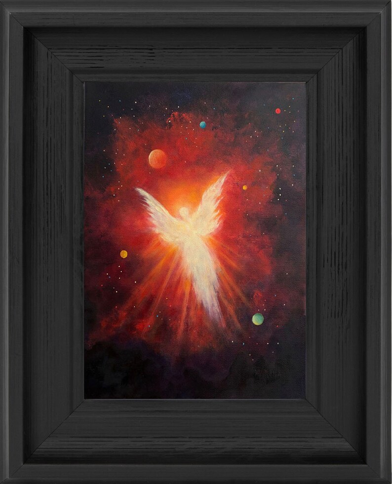Angel Print Framed Guardian Angel Art Outer Space Print | Etsy