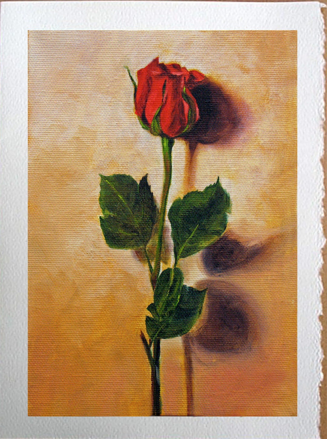 Red Rose of Love Art Print Greeting Card, Fine Art Valentine Gift, Red ...
