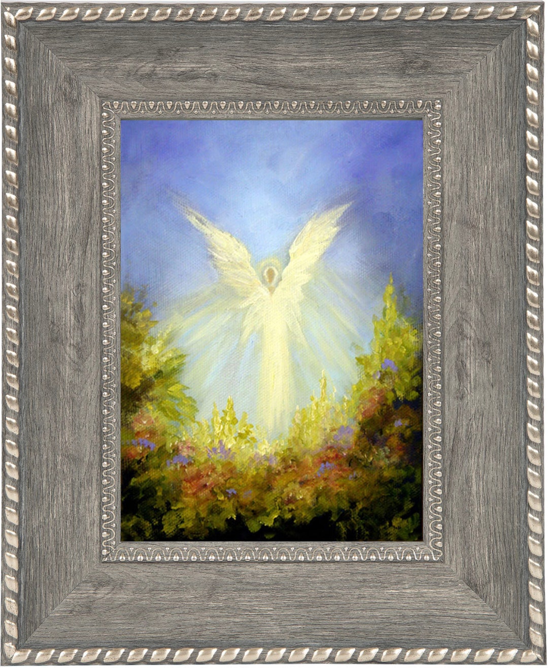 Guardian Angel Art Print Framed, Angel in Garden Print, Spiritual ...