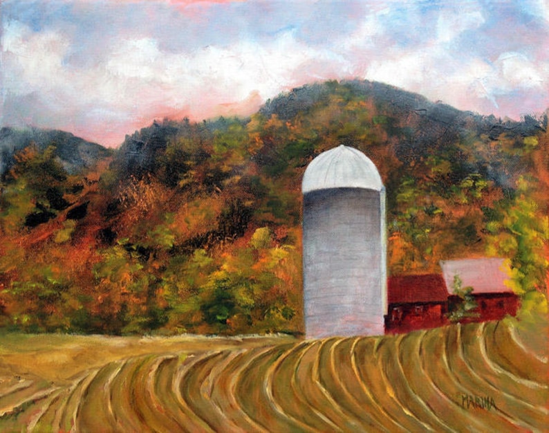 Autumn Farm Landscape Painting Original Rural Landscape Oil - Etsy
