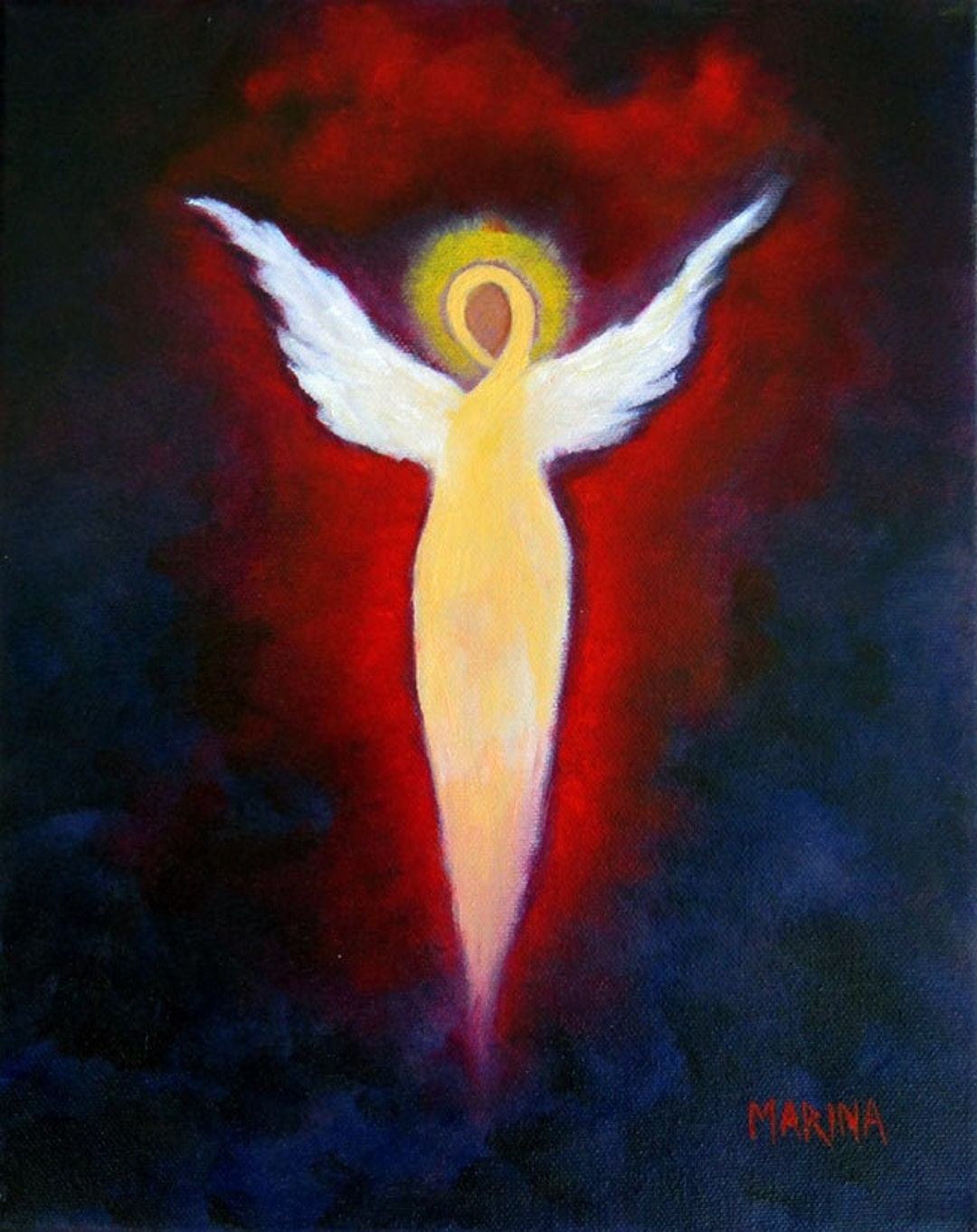 Angel of Valor Art Print Poster, Guardian Angel Painting Print ...