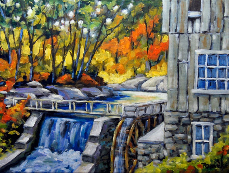 Mill Scene Woods in Fall Fine Arts Original Oil Painting by Richard T ...