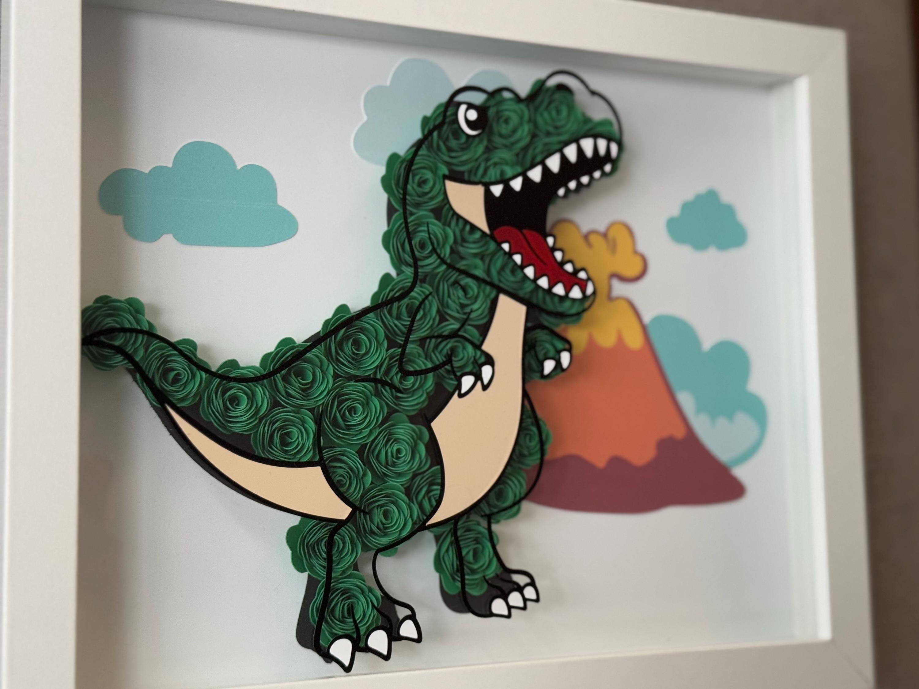 Customizable T-rex Shadow Box (made With Cardstock Paper Flowers/ Home ...