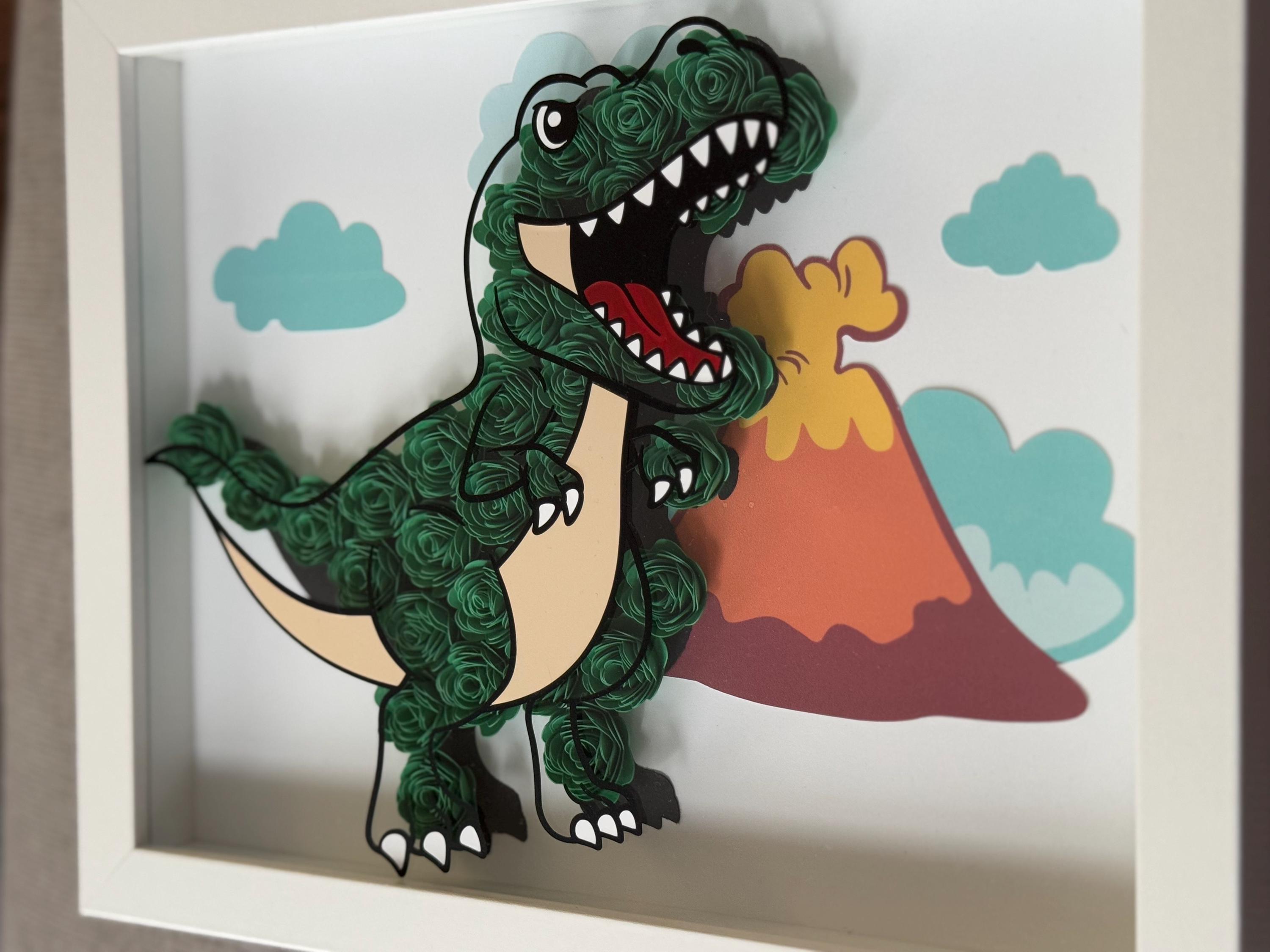 Customizable T-rex Shadow Box (made With Cardstock Paper Flowers/ Home ...