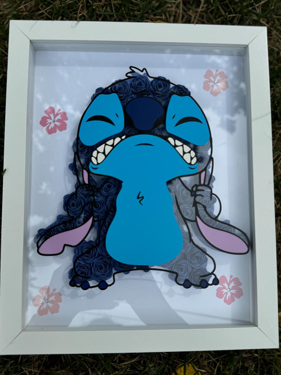 Customizable Stitch Shadow Box (made With Cardstock Paper Flowers/ Home ...