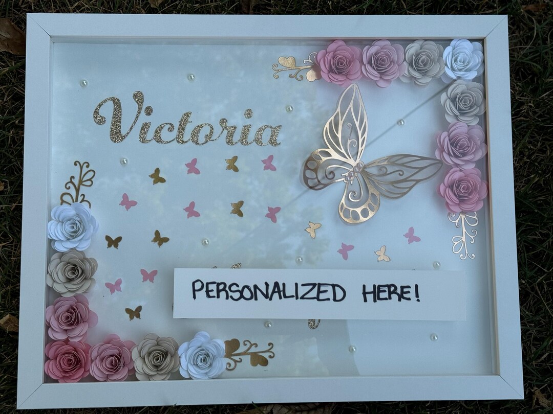 Customizable Name Shadow Box (made With Cardstock Paper Flowers/ Home ...