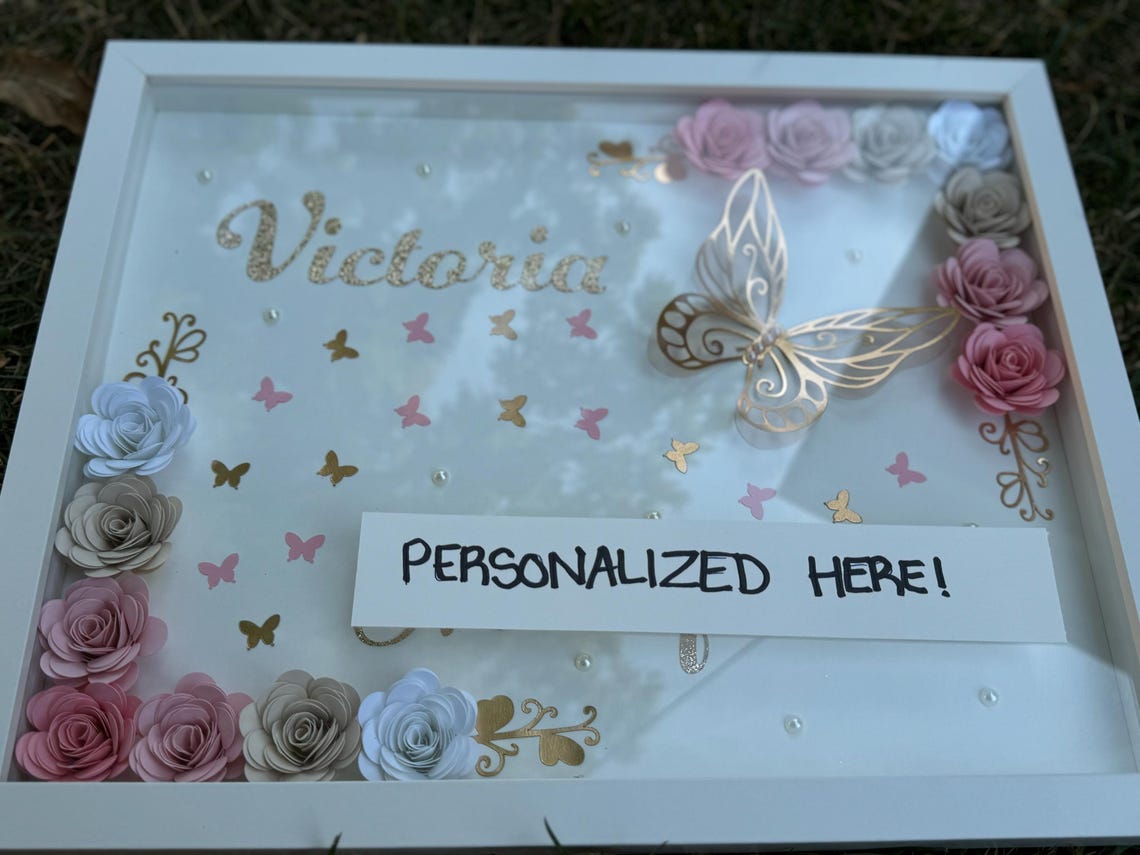 Customizable Name Shadow Box (made With Cardstock Paper Flowers/ Home ...