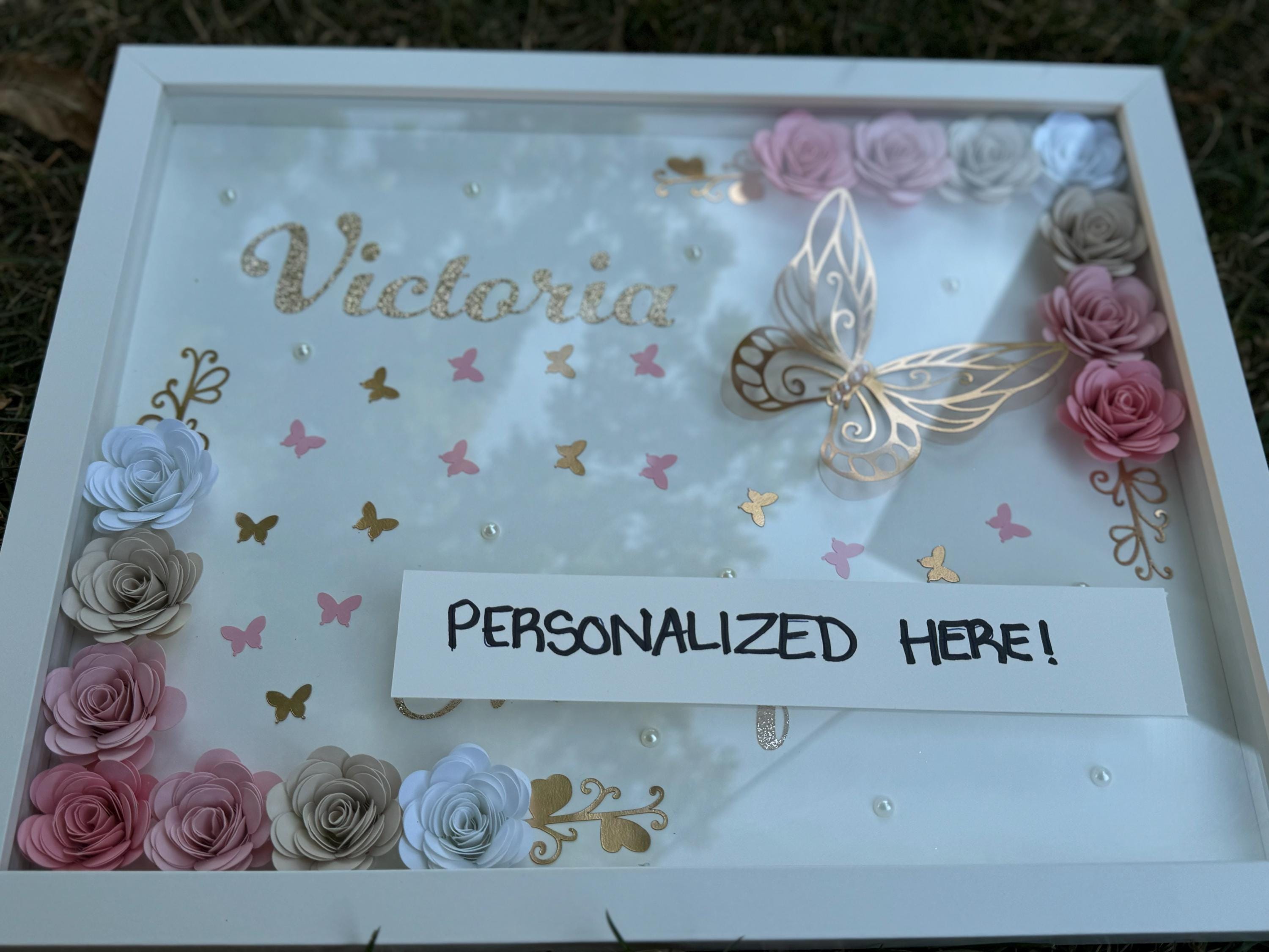Customizable Name Shadow Box (made With Cardstock Paper Flowers/ Home ...