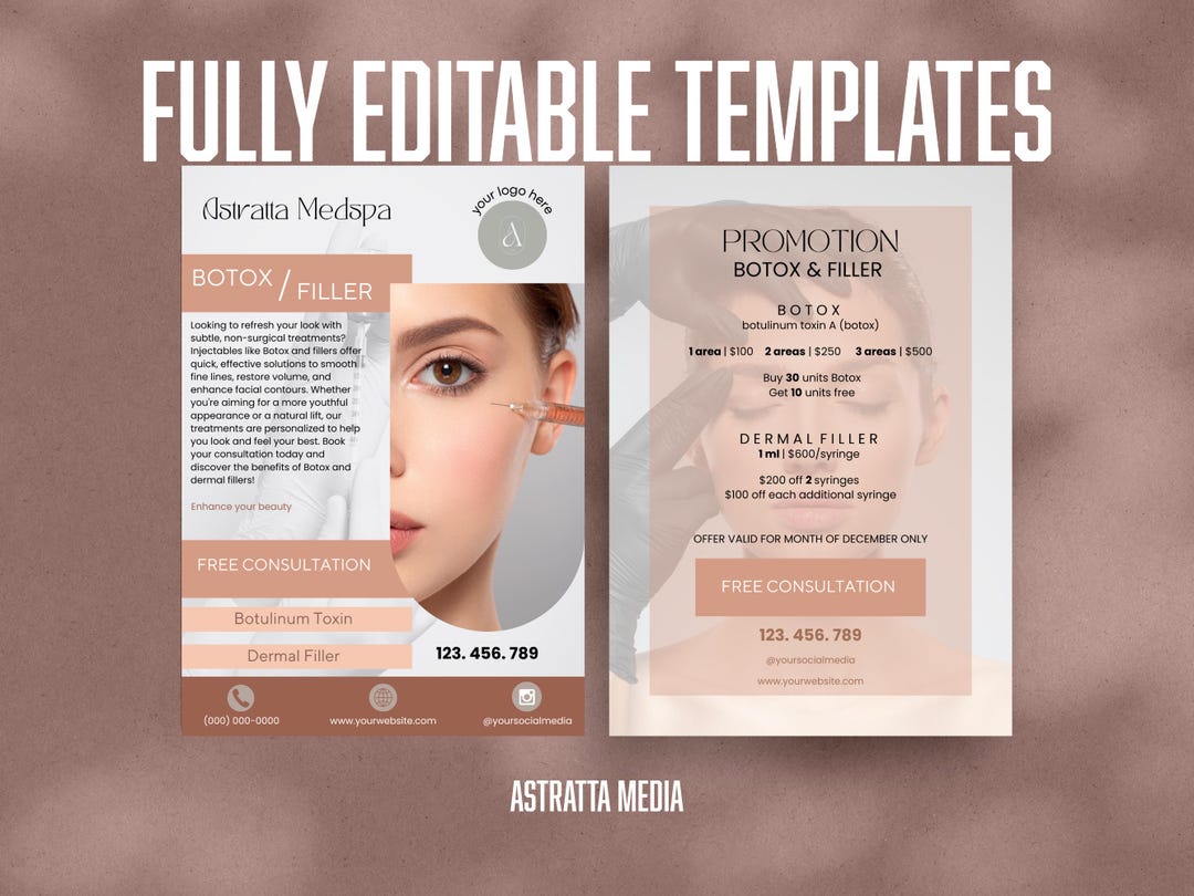 Editable Botox Promo Flyer Template for Medspa Marketing Injectables ...