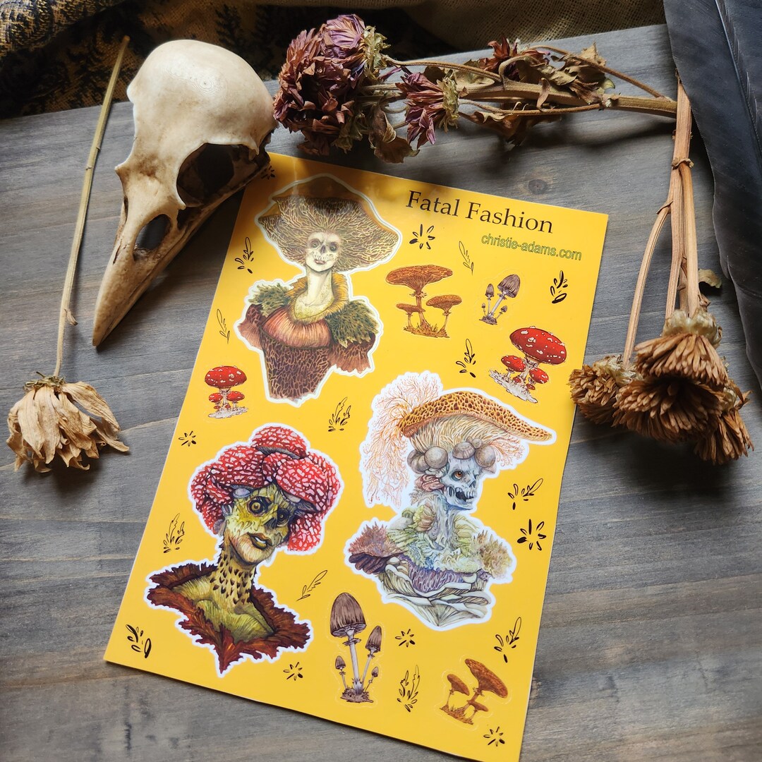 Fatal Fashion Gibson Girl Mushroom Women Gloss Vinyl Sticker Sheet 9pcs ...