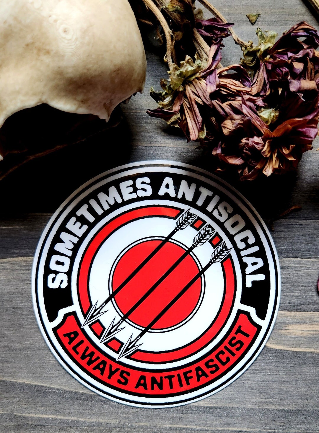 Sometimes Antisocial Always Anti-fascist 3 Arrows Punk Human Rights ...
