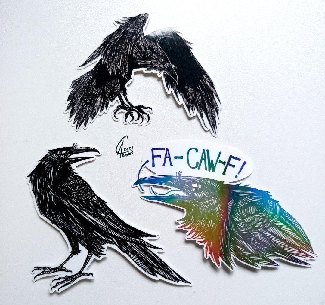 Corvid Conspiracy Flying, Standing and Rude Ravens 3pk Laminated Water ...