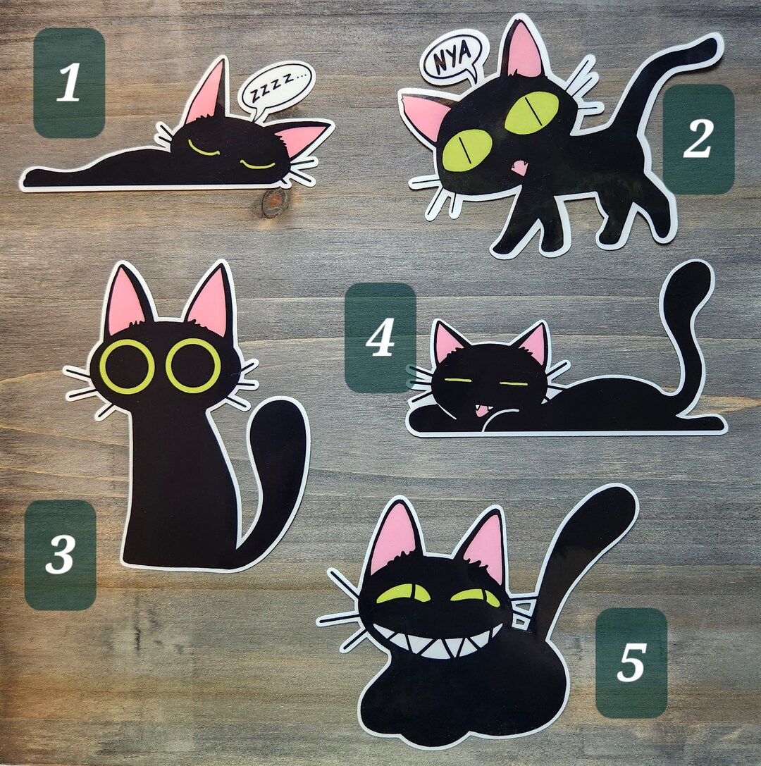 Kuroneko-sama Black Cat 90's Desert Donut Anime Vinyl Sticker Water ...
