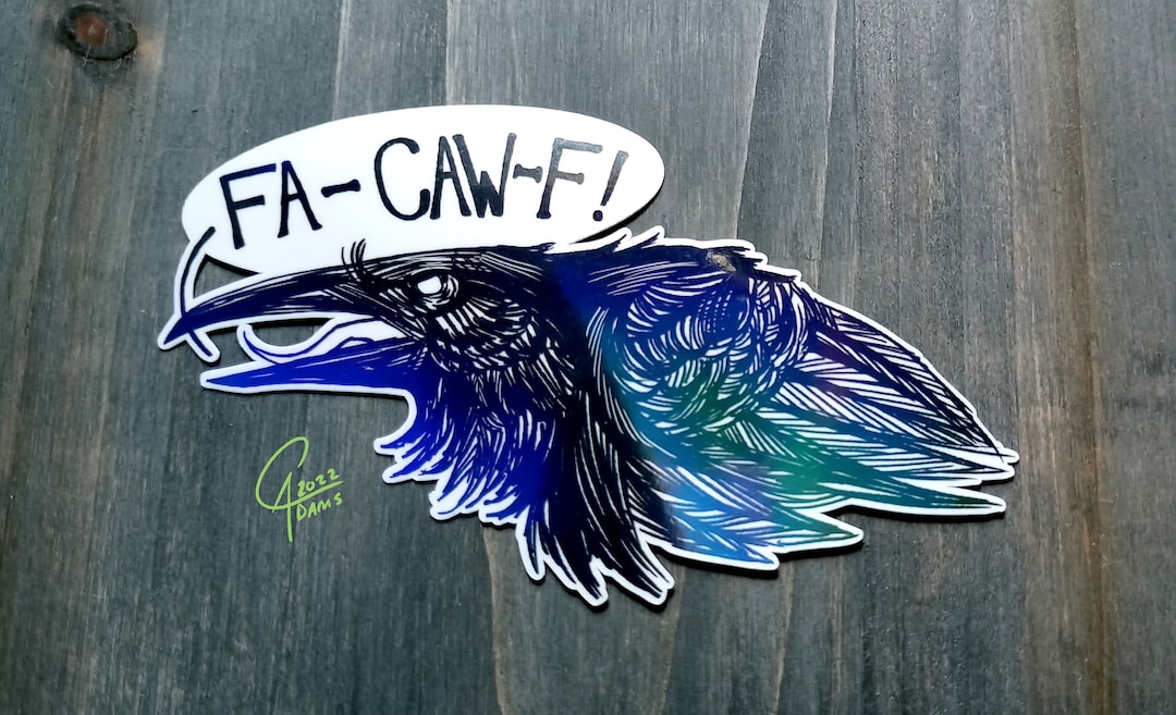 Rude Raven Says FA-CAW-F! Funny Ink Illustrated Black and White - AB ...