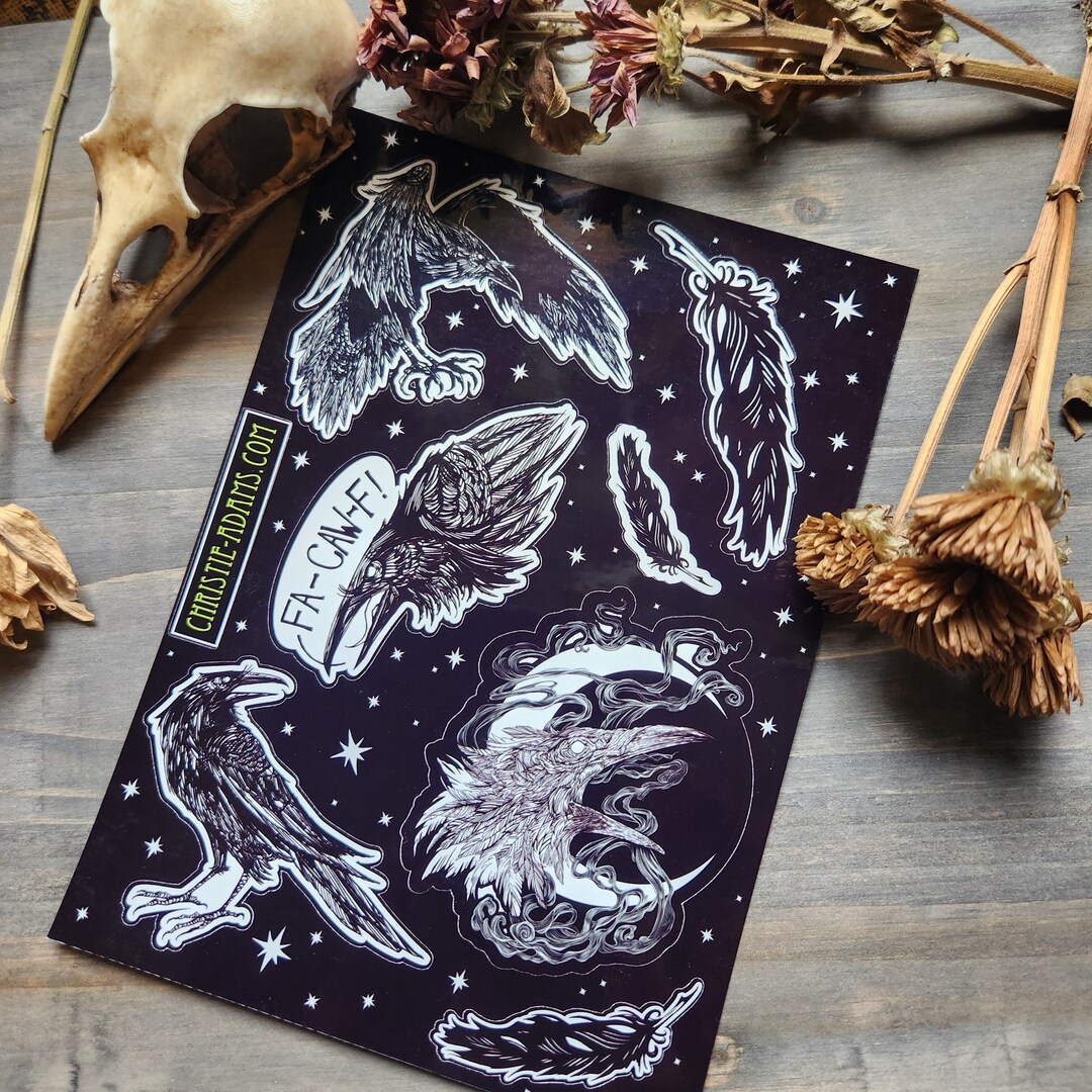 Corvid Collection Raven / Crow - Gloss Vinyl Sticker Sheet 9pcs - Etsy