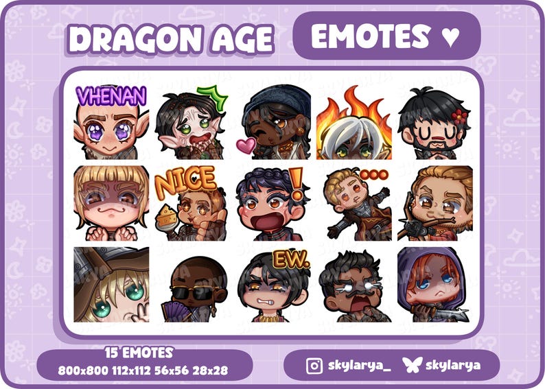 Dragon Age Emote Pack / 15 Twitch Emotes / Discord Emotes / Dragon Age ...