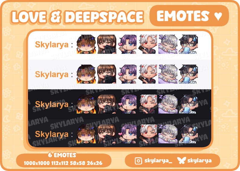 Love and Deepspace Emote Pack, 6 Twitch/discord Emotes (digital ...