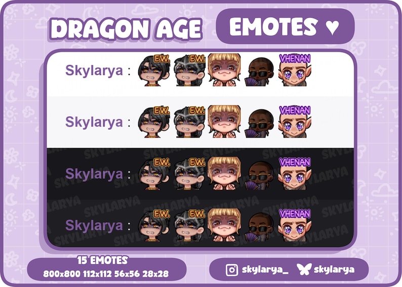 Dragon Age Emote Pack / 15 Twitch Emotes / Discord Emotes / Dragon Age ...