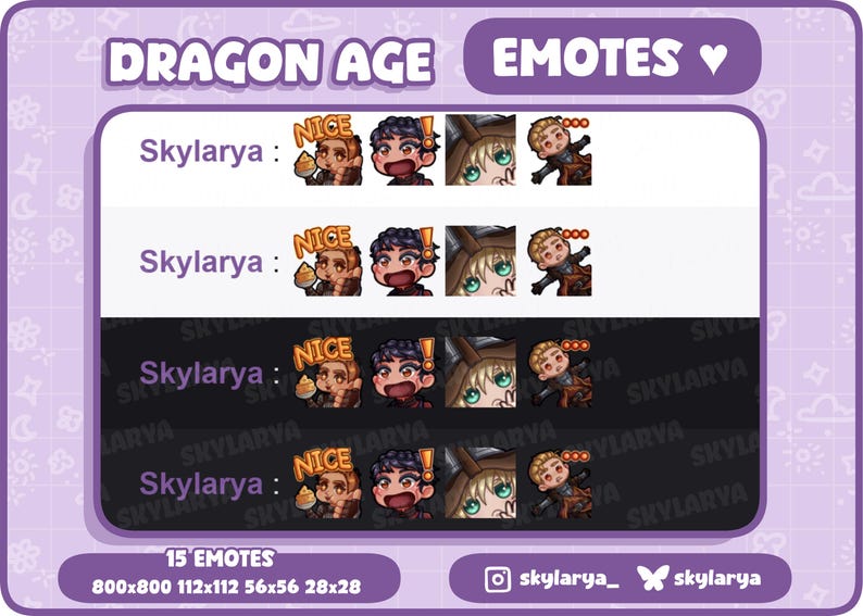 Dragon Age Emote Pack / 15 Twitch Emotes / Discord Emotes / Dragon Age ...