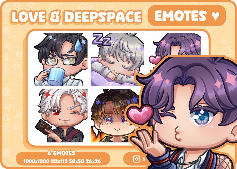 Love and Deepspace Emote Pack (default MC) / 6 Twitch Emotes / Discord ...