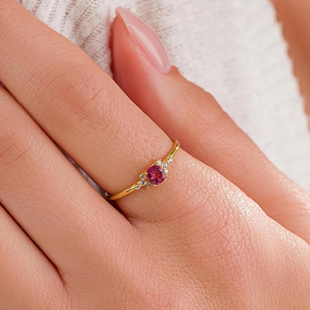 Solid Gold Pink Tourmaline Ring , Pink Tourmaline Engagement Ring ...