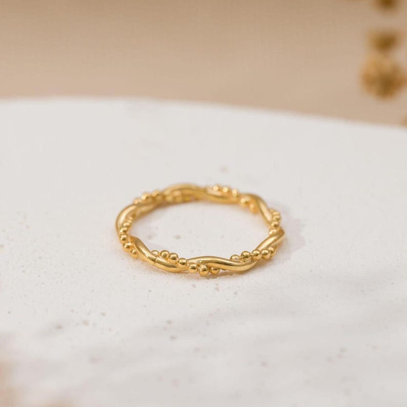 14k Gold Braided Rope Ring: Dainty Twist Wedding Band - Etsy