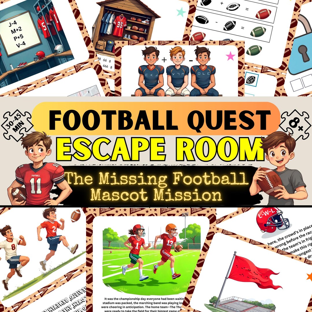 American Football Escape Room for Kids | Printable Sport Puzzle Games ...