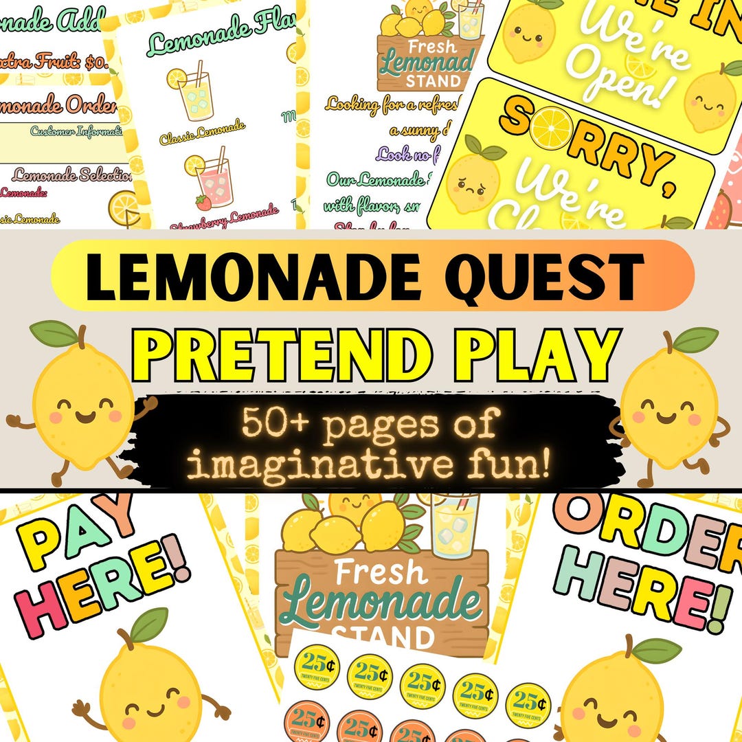 Kids Lemonade Stand Printable | Pretend Play Lemonade Shop | Dramatic ...