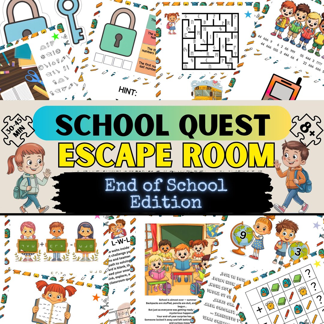 School Escape Room for Kids | Printable Game for Classrooms and Parties ...
