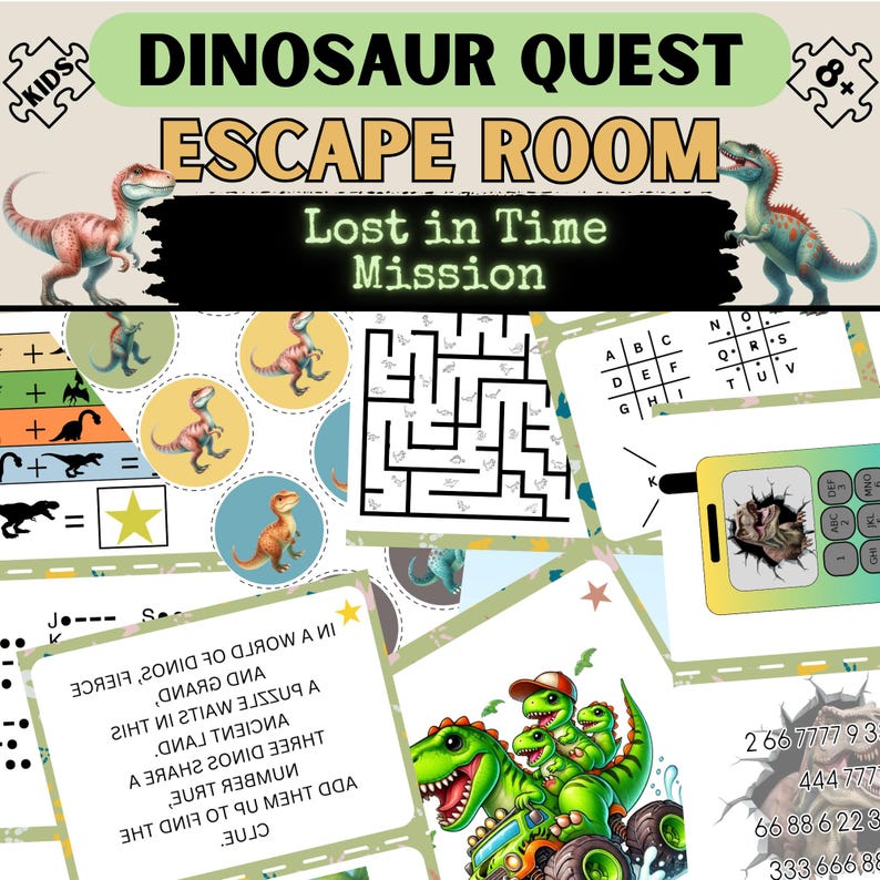 Dinosaur Escape Room for Kids | Printable Birthday Party Game ...