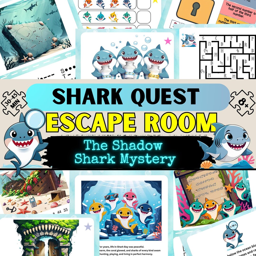 Shark Escape Room for Kids | Easy Birthday Escape Rooms Kit | Printable ...