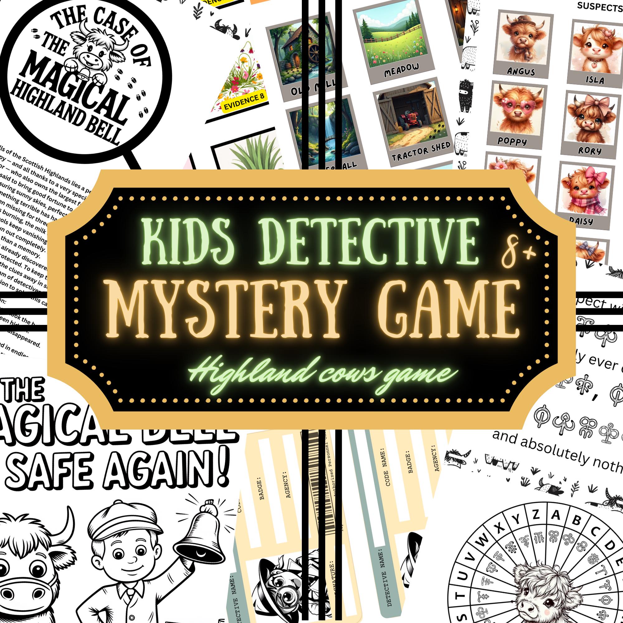 Kids Mystery Game| Cute Detective Highland Cows Party Game | Murder ...