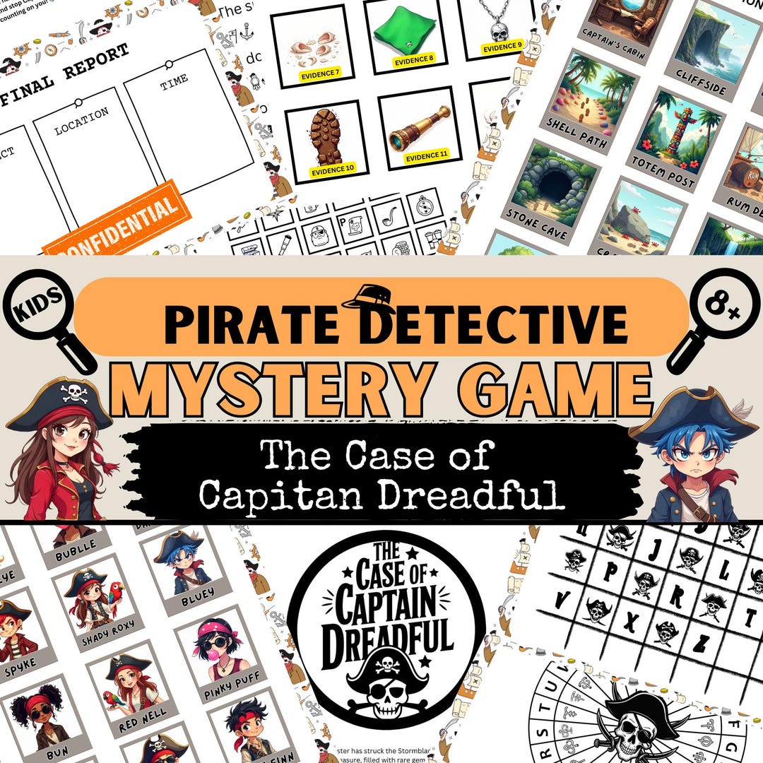 Pirate Detective Mystery Game for Kids | Birthday Treasure Hunt ...
