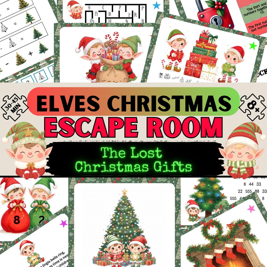 Kids Christmas Escape Room Printable | Elves Puzzle Game 8+ | Holiday ...
