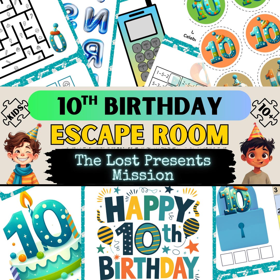 Boys 10th Birthday Escape Room, 10 Years Birthday Party Game, Tweens ...