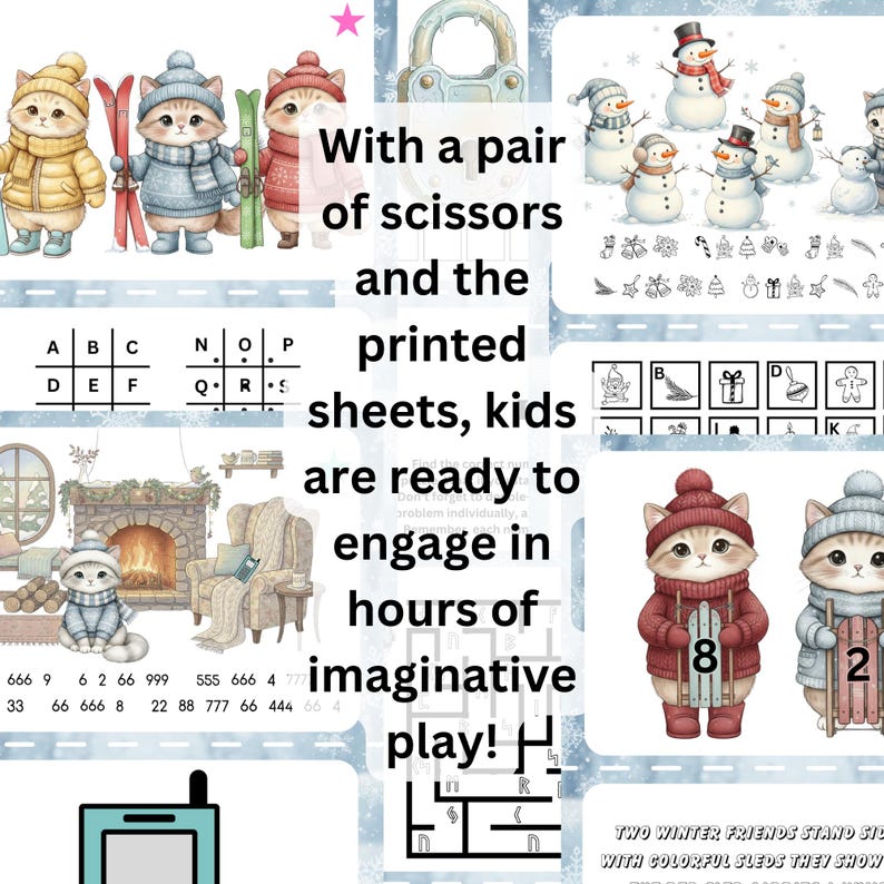 Winter Cats Escape Room for Kids | Printable Snow Day Mystery Game ...
